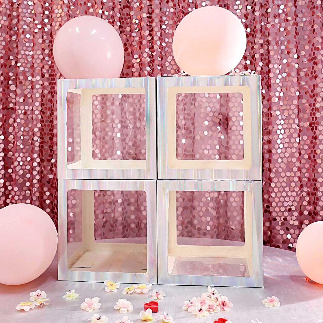 2pcs Transparent DIY Balloon Boxes, Baby Shower Party Decoration Boxes ...