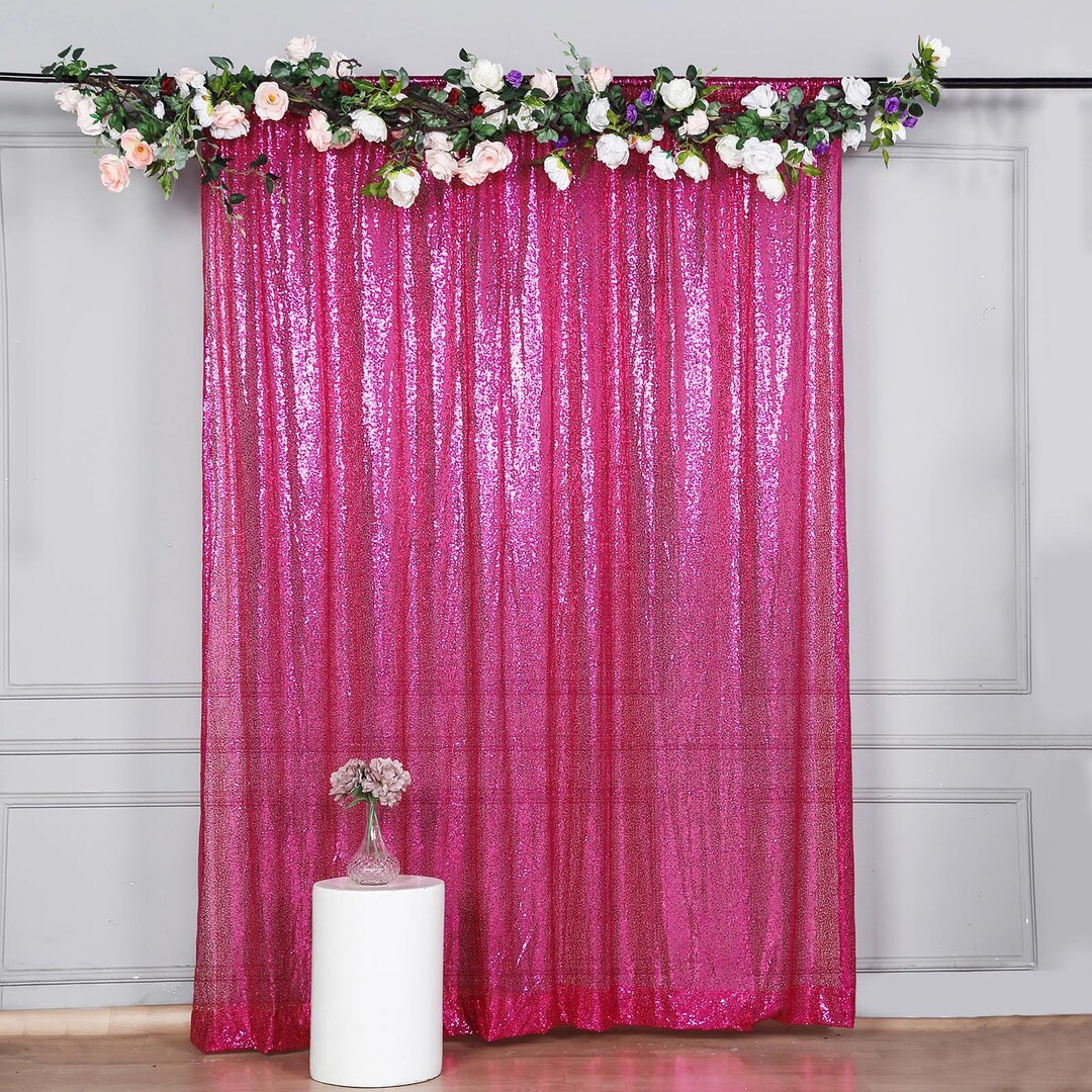 Fushia Glitz Sequin Backdrop, Photo Booth Backdrop Sequin Drapes ...