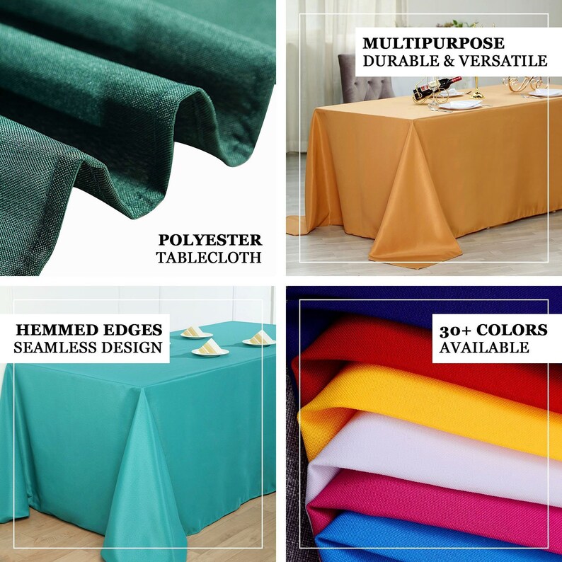 90x132 Rectangular Polyester Tablecloth - Etsy