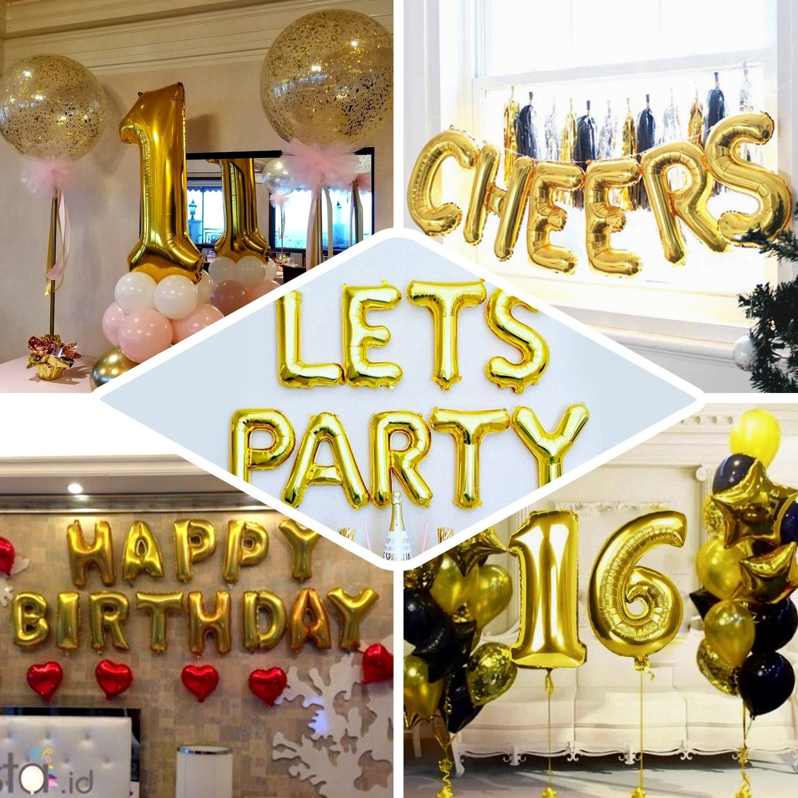 16 Shiny Gold Mylar Foil Letter & Number Balloons - Etsy