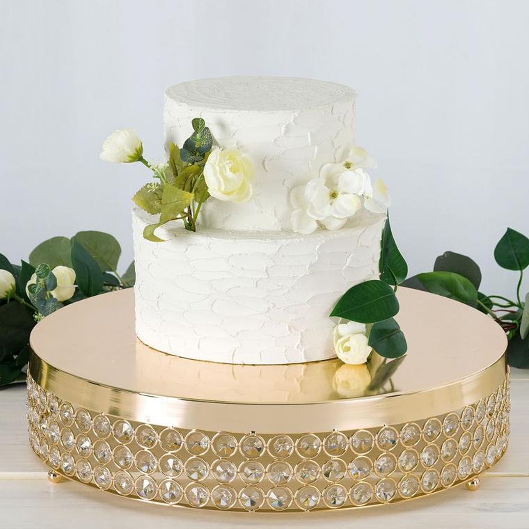 13" Gold Cake Stand, Crystal Metal Cake Stand, Cake Riser, Food Display ...