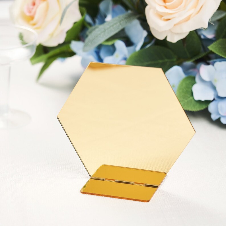 5 Gold Wedding Table Sign Holders Hexagon Acrylic Table - Etsy