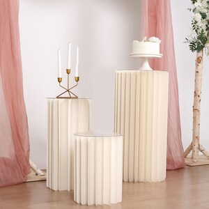 32" Ivory Wedding Props Stage Origami Round Pillar Set Baby Shower ...
