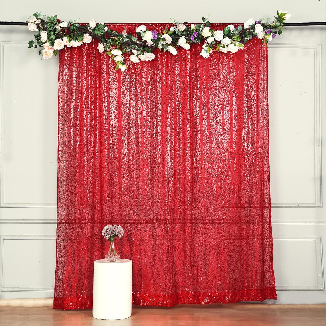 Red Glitz Sequin Backdrop Photo Booth Backdrop Sequin Drapes - Etsy