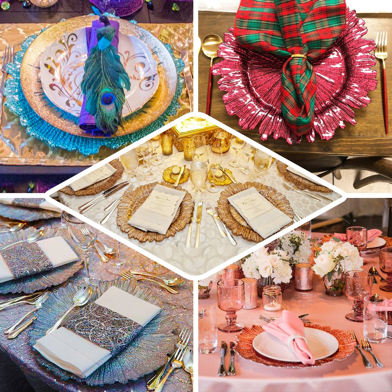 Set of 6 13 Rose Gold Reef Plastic Charger Plates | Etsy