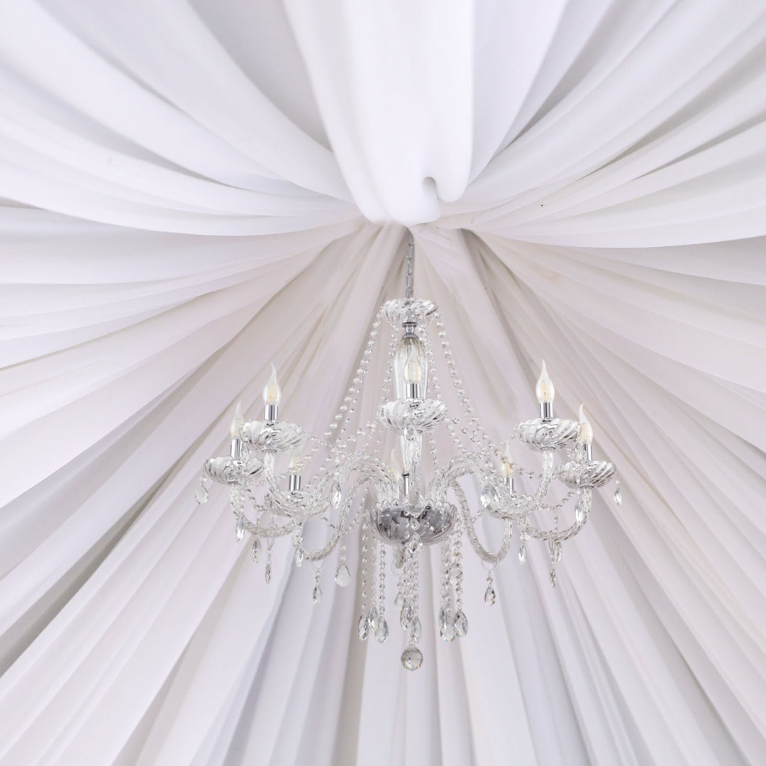 5ftx30ft | White Polyester Ceiling Drapes, Backdrop Curtain Panels for ...