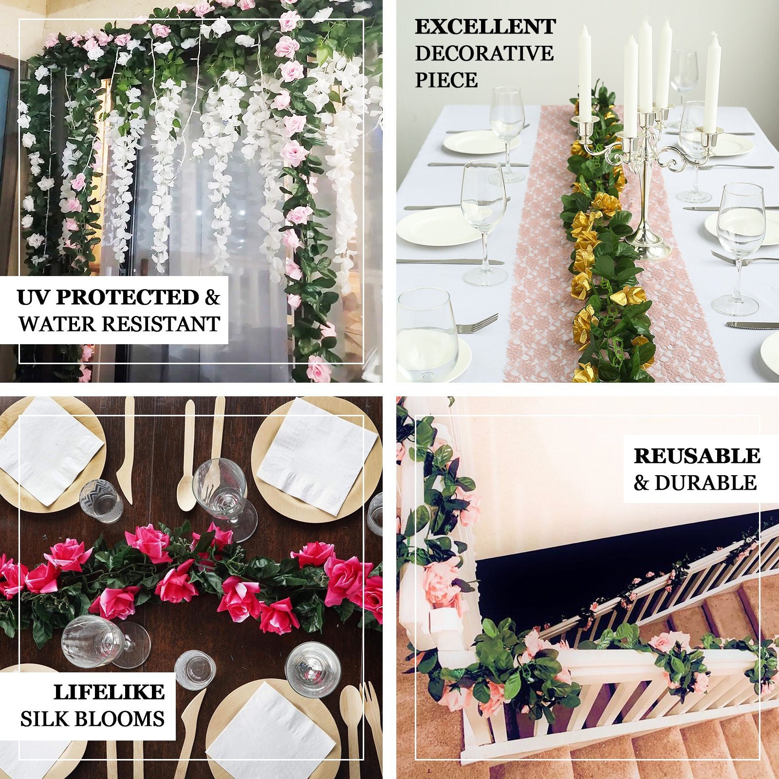 6FT Pink Silk Rose Vine Fake Rose Garland Hanging Roses | Etsy