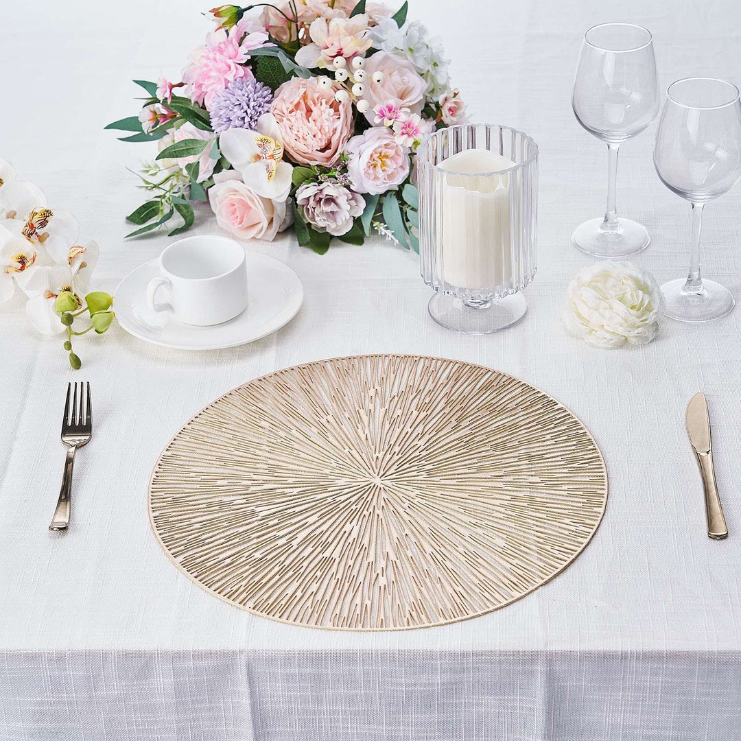 15" Round Vinyl Placemats, Spiked Design Dining Table Mats, Wedding ...