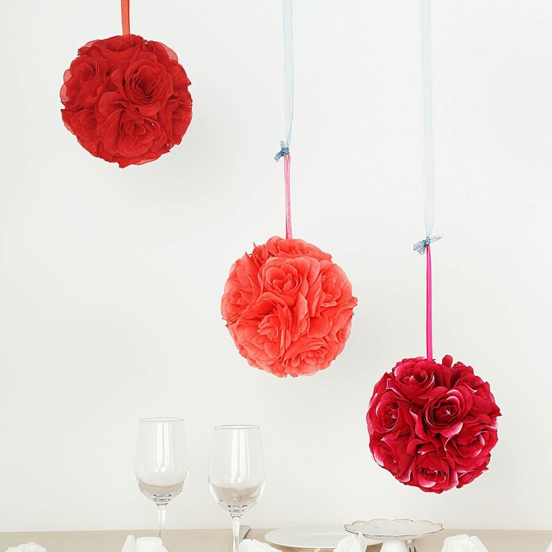 2 Pack 7 Red Flower Ball Rose Kissing Balls Hanging - Etsy