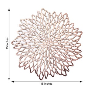 6 Pack | Rose Gold Metallic Floral Vinyl Placemats Non-slip Table Mats ...