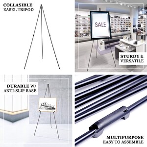 Large 65" Black Metal Easel Stand, Wedding Sign Tripod Stand ...