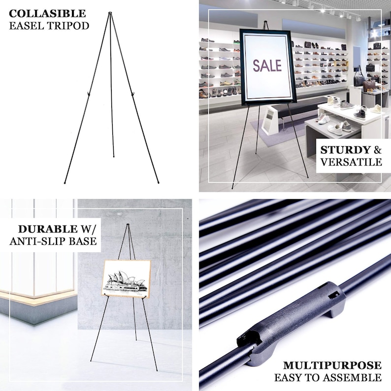 Large 65 Black Metal Easel Stand Wedding Sign Tripod - Etsy