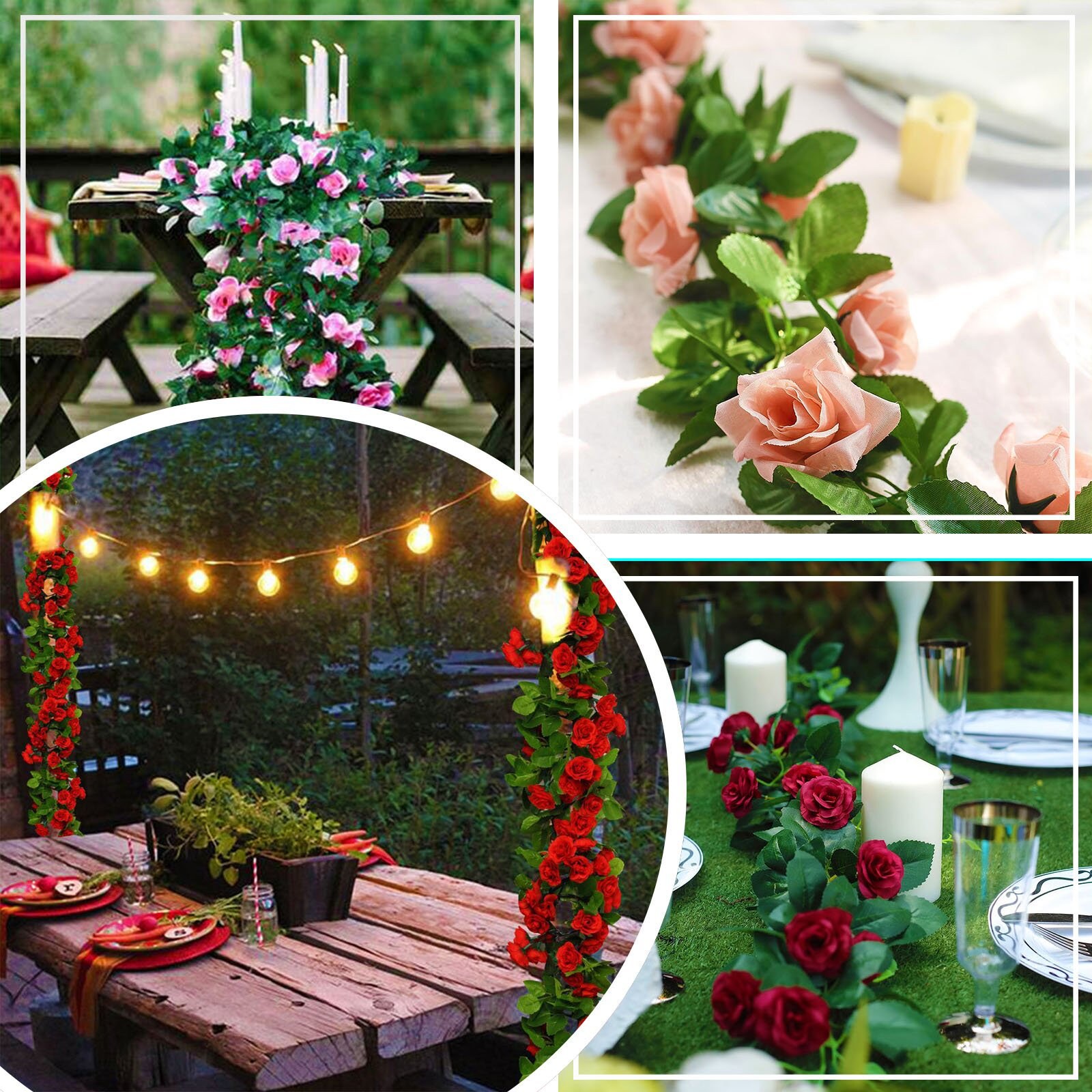 6FT Pink Silk Rose Vine Fake Rose Garland Hanging Roses | Etsy