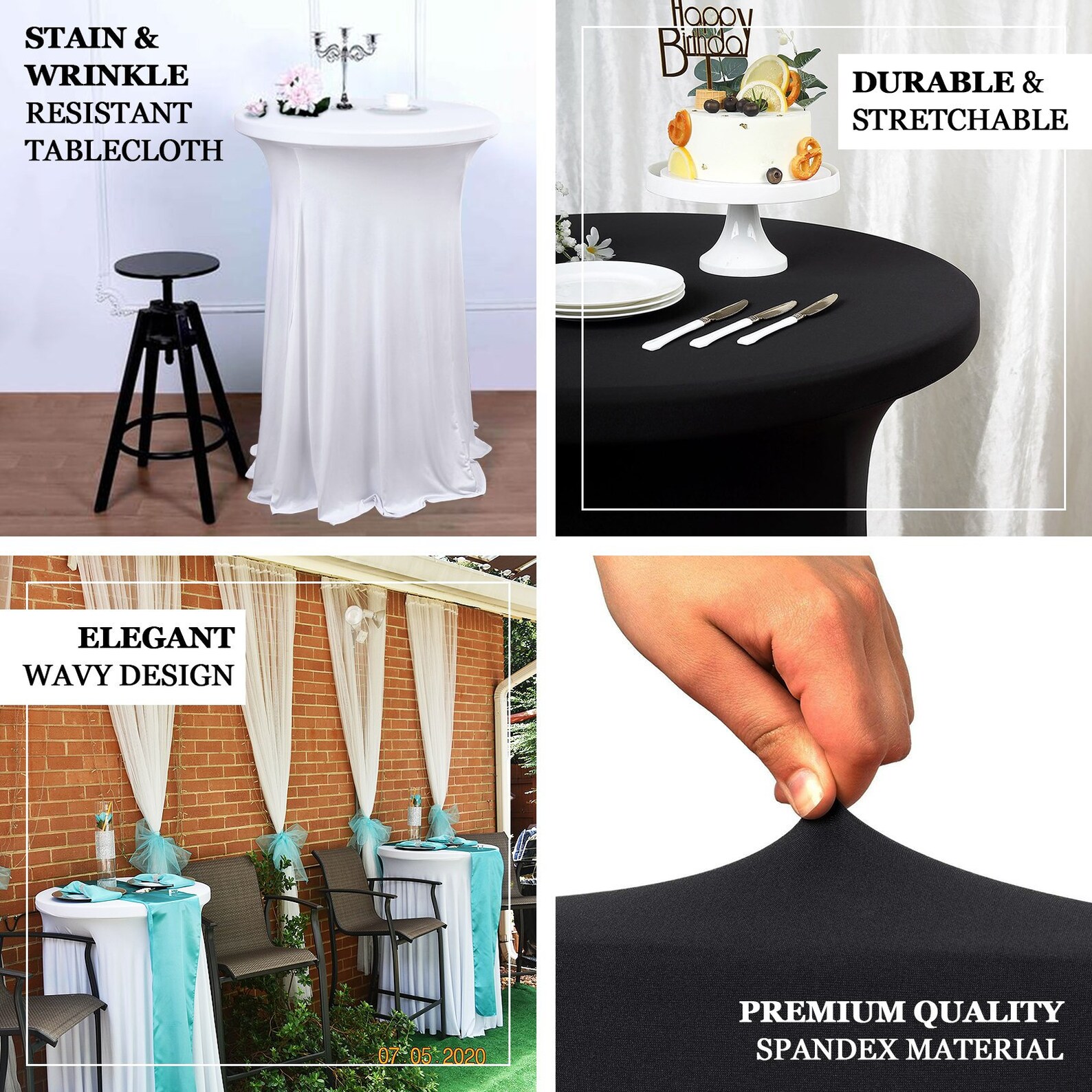 Round Spandex Tablecloth Highboy Cocktail Table Cover With - Etsy