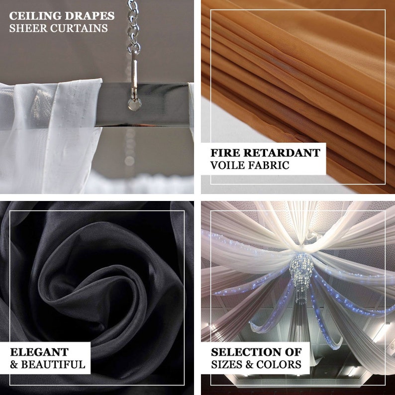 40ft White Ceiling Drapes Sheer Curtain Panels Fire Retardant - Etsy