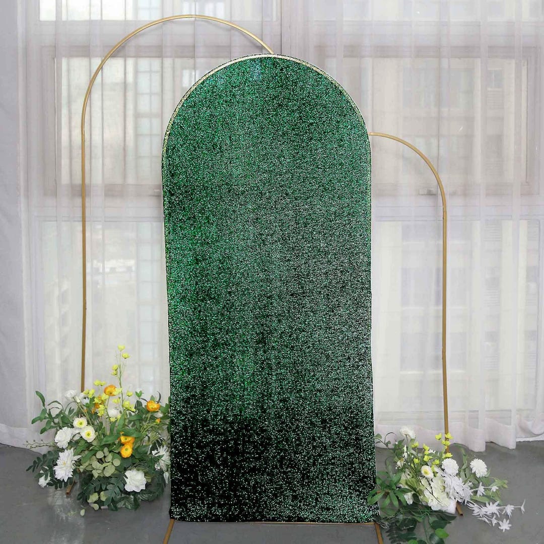 Hunter Emerald Green Shimmer Tinsel Spandex Wedding Arch Cover for ...