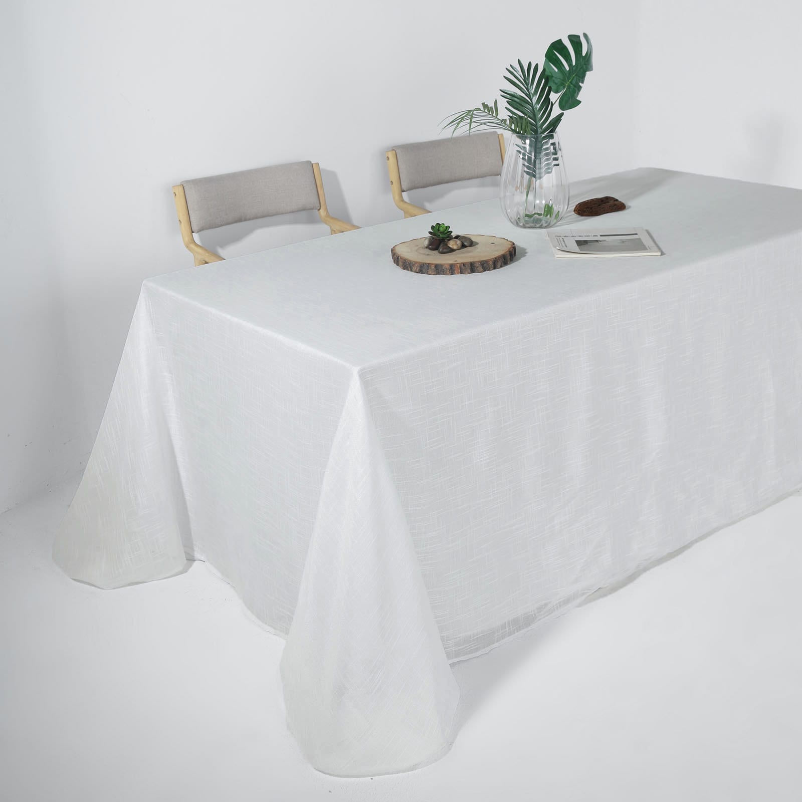 90x132 White Premium Faux Linen Rectangular Tablecloth - Etsy