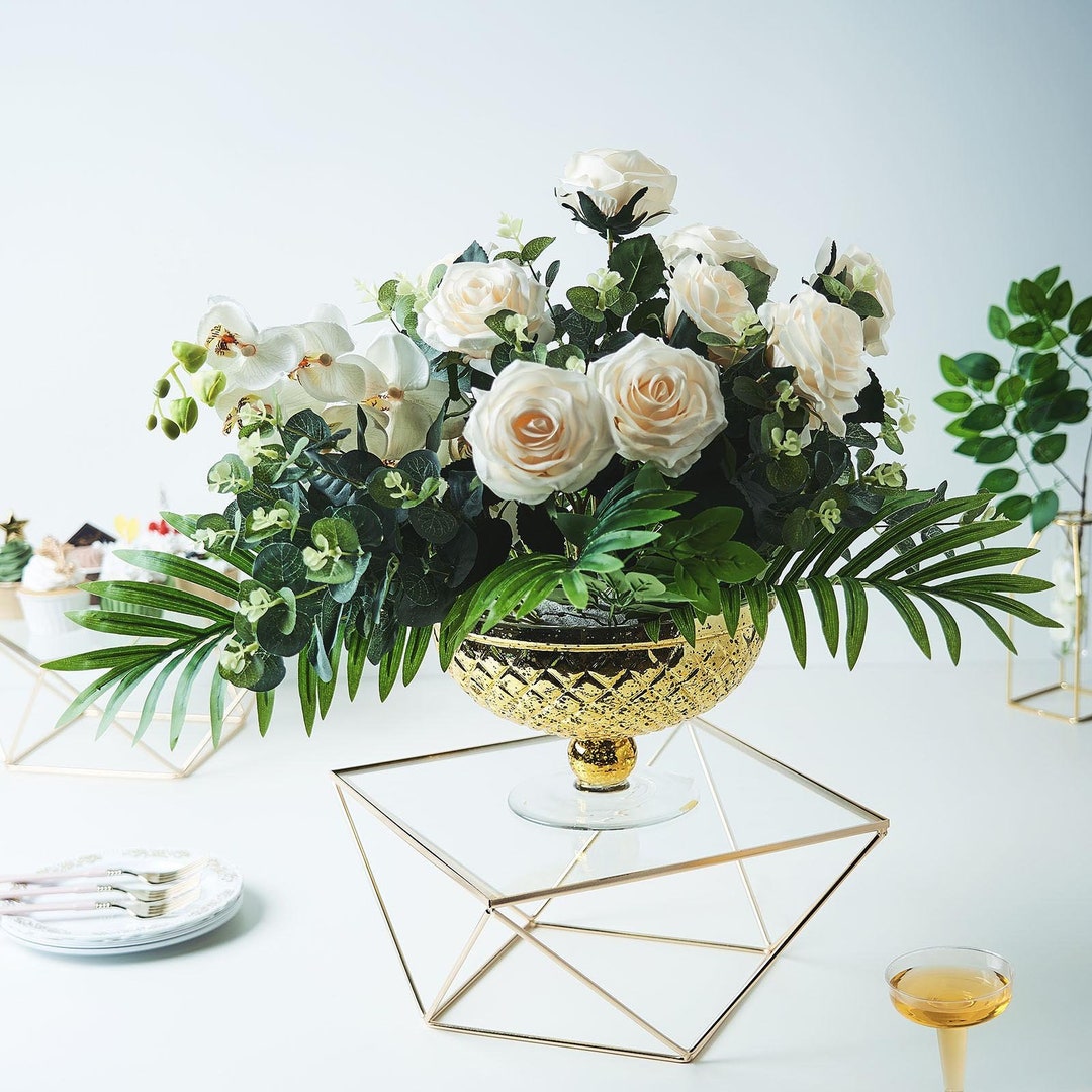 14" Geometric Cake Stand Gold Display Riser, Metal Cake Stand, Metal ...