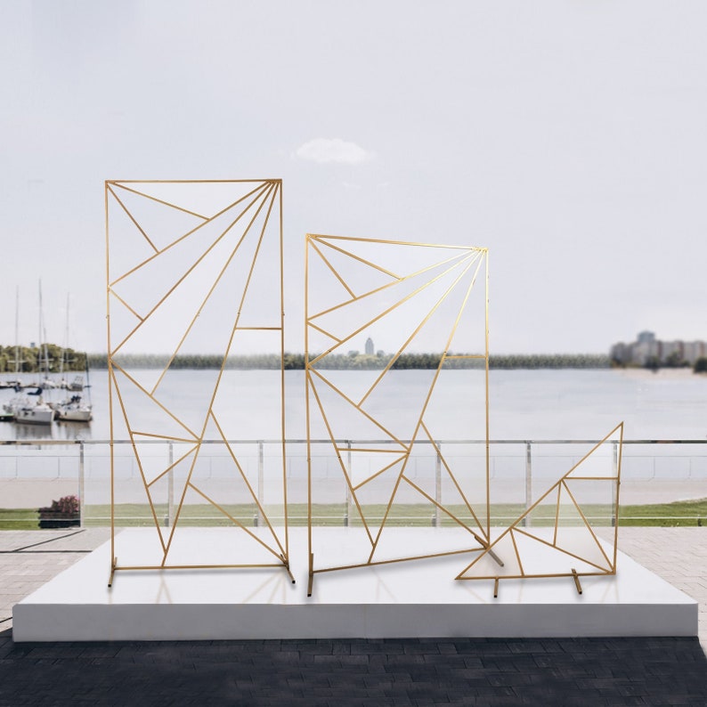 6ft Tall Gold Metal Geometric Wedding Backdrop Rectangle Floor Stand ...