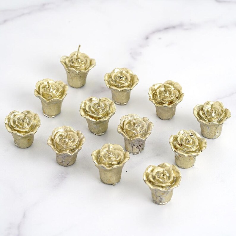 1 Gold Rose Mini Flower Floating Candles Rose Candles - Etsy