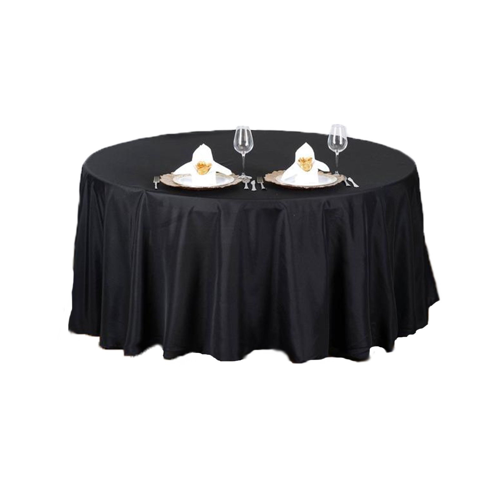 108 Black Polyester Round Tablecloth - Etsy