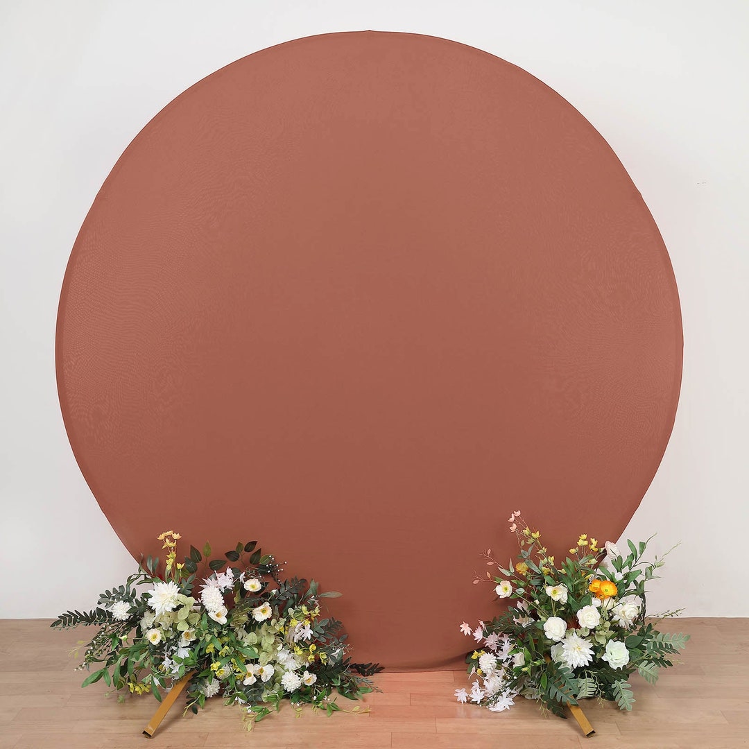 7.5ft Terracotta Round Spandex Fit Wedding Round Backdrop Stand Cover ...