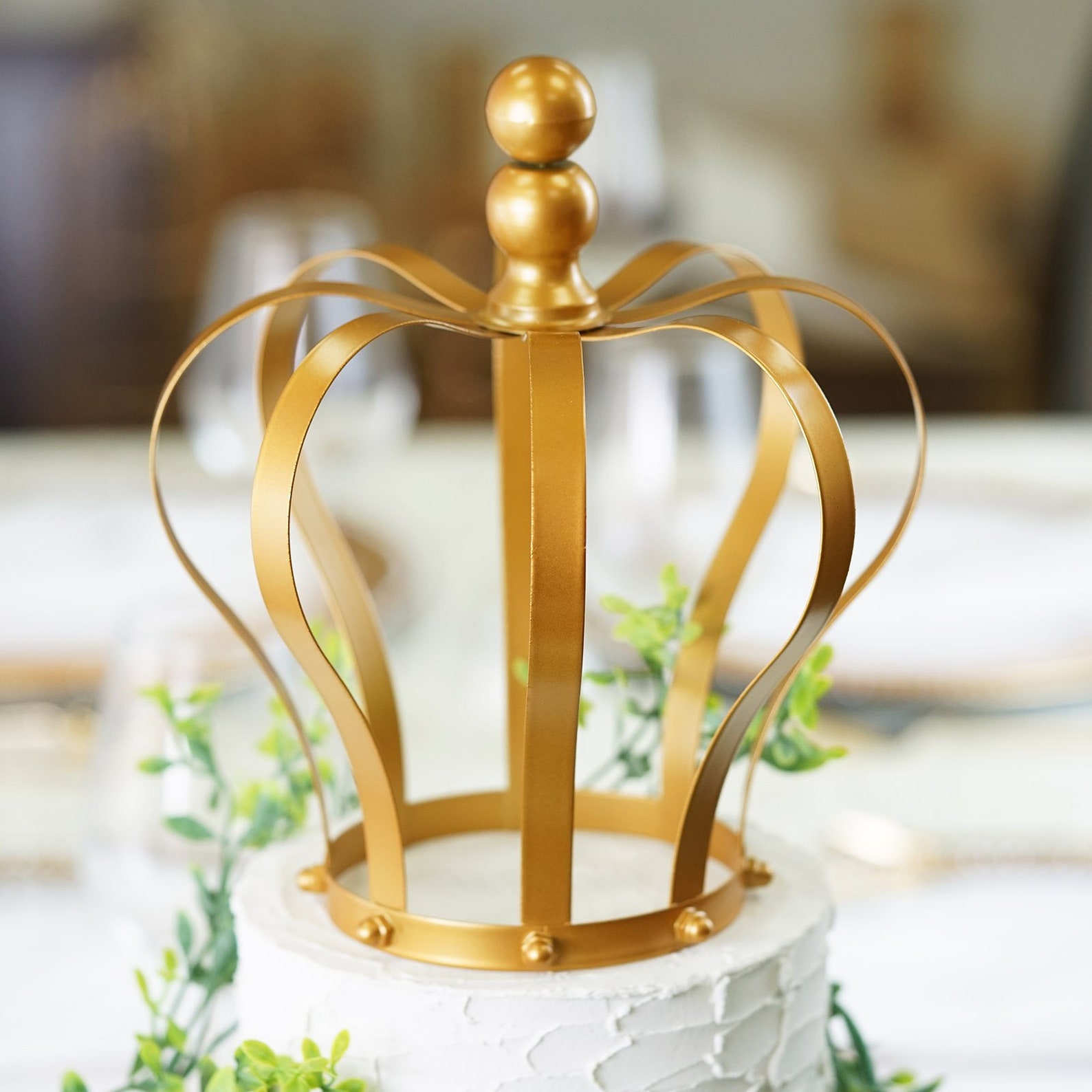9" Gold Cake Toppers, Crown Cake Toppers, Royal Crown Cake Top, Metal ...