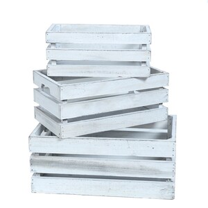 Set of 3 - Whitewashed Wood Crates, Rustic Boxes Boho Vintage Decor ...