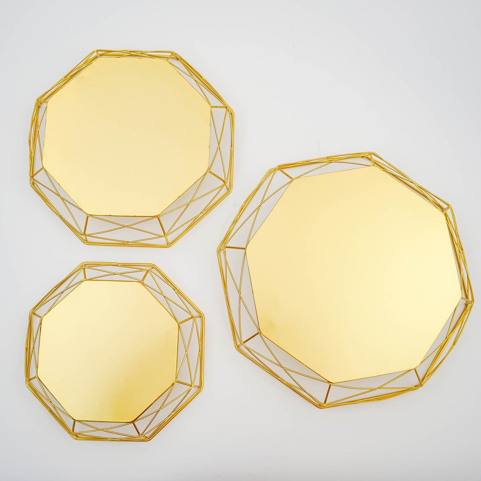 Gold Geometric Cake Stand Set, Cake Riser, REVERSIBLE Dessert Display ...
