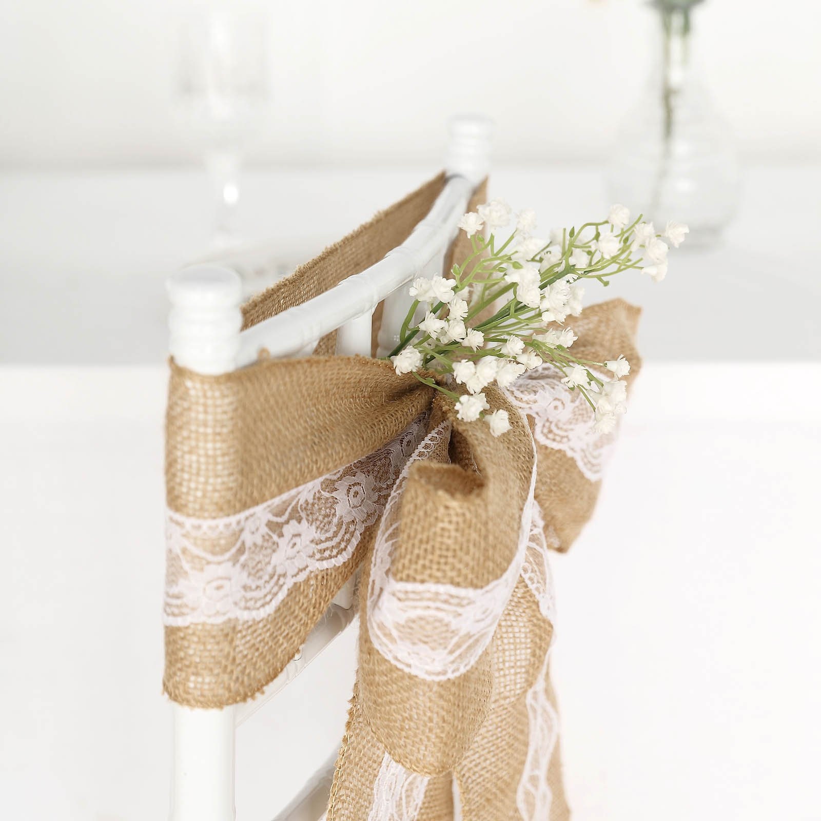 5x108 Natural Burlap Lace Chair Sash Hessian - Etsy
