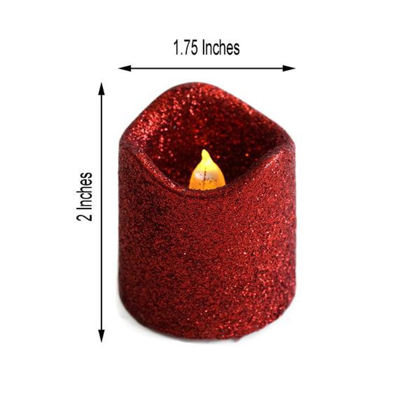 12 Pack Red Glitter LED Flameless Candles, Battery Operated Votive ...