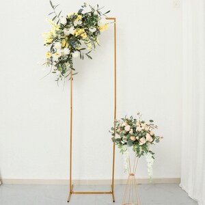 6.5ft Slim Gold Wedding Arch, Metal Backdrop Stand, Rectangular Floral ...