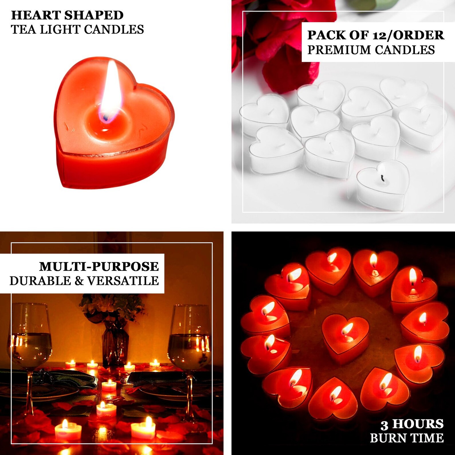 12 Pack Red Heart Candles Love Tealight Candles Small - Etsy