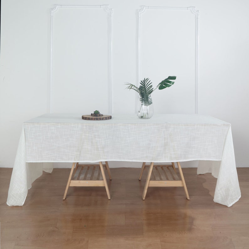 60x126 White Premium Faux Linen Rectangular Tablecloth - Etsy