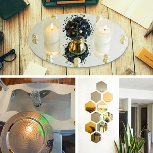 Set of 4 | 12" Wave Glass Mirrors, Decorative Mirrors, Wave Mirrors ...