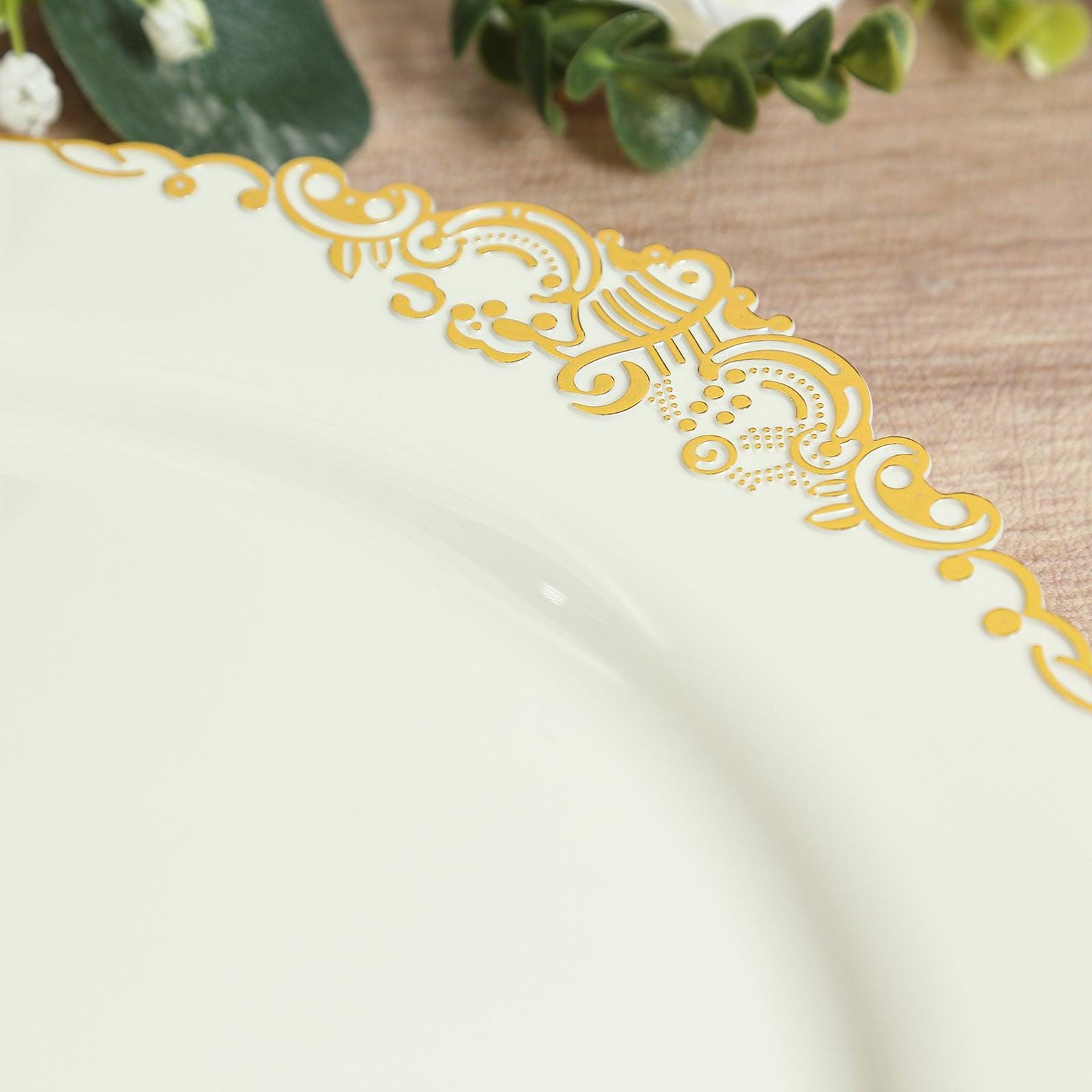 20-pack Economy Plastic Charger Plates 13" Round Ivory With Gold ...