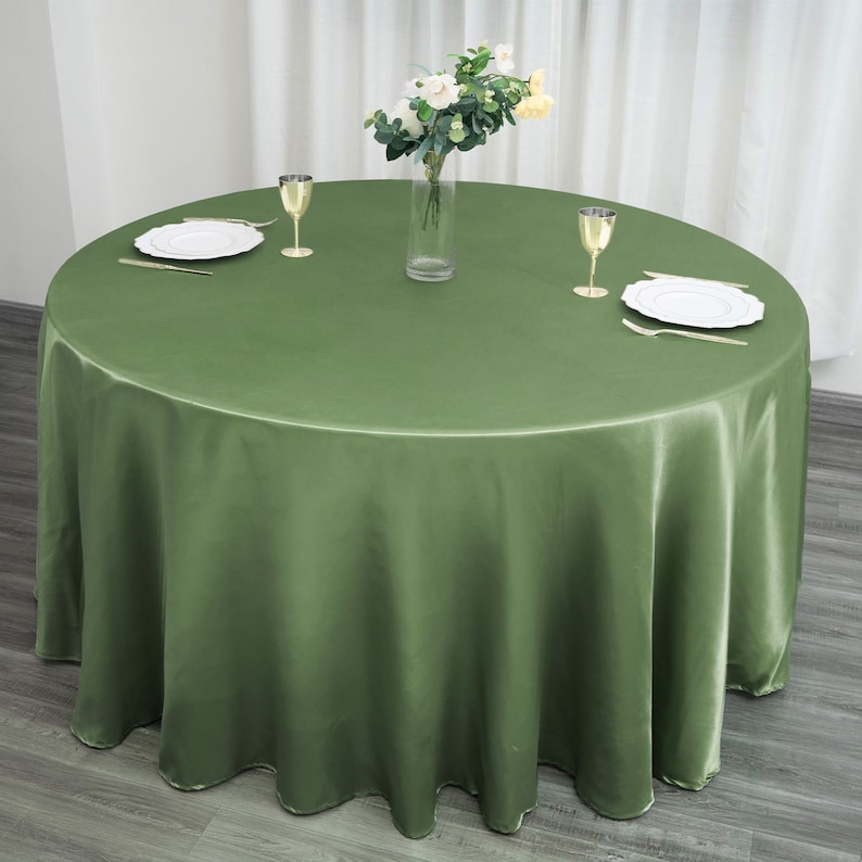 120 Olive Green Satin Round Tablecloth - Etsy