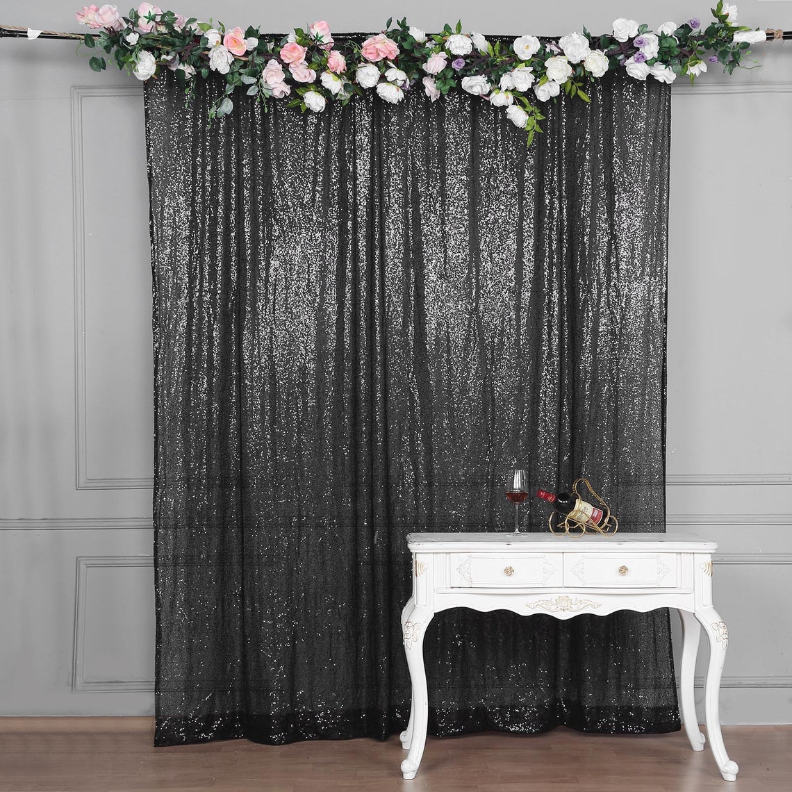 Black Glitz Sequin Backdrop Photo Booth Backdrop Sequin | Etsy