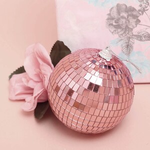 4 Pack | 4" Blush Rose Gold Disco Ball Ornaments, Mirror Foam Ball With ...