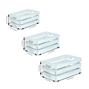 Set of 3 - Whitewashed Wood Crates, Rustic Boxes Boho Vintage Decor ...