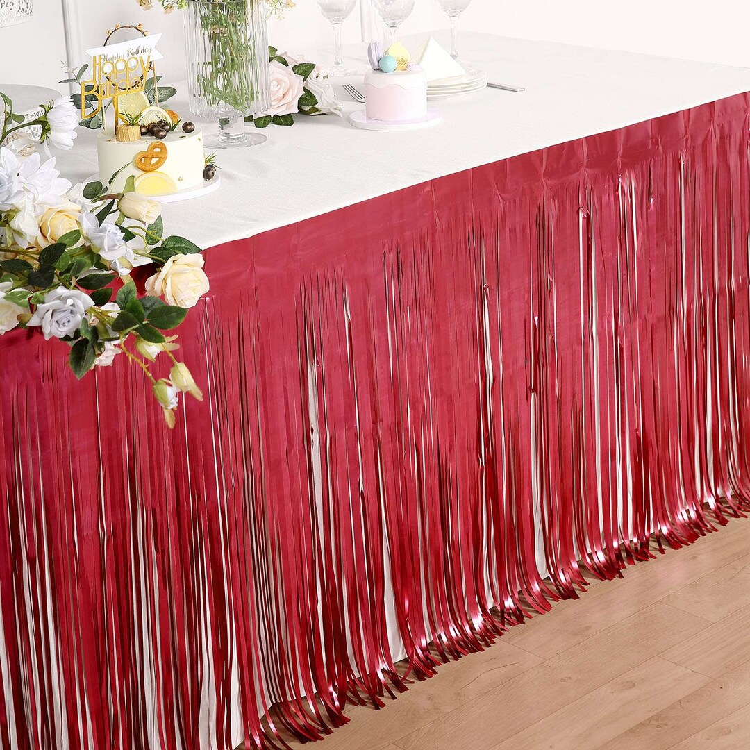 30x9ft Metallic Foil Fringe Table Skirt Tinsel Table - Etsy