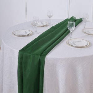 6FT | Chiffon Table Runner, Hunter Emerald Green Wedding Table Runner ...