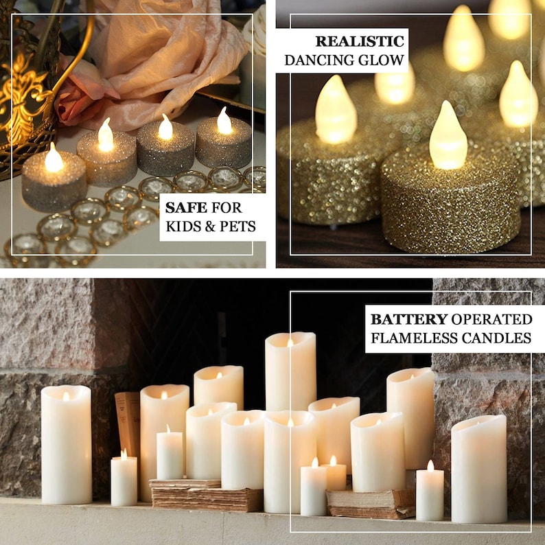 Set of 5 Ivory Flickering Flameless LED Candles Color - Etsy