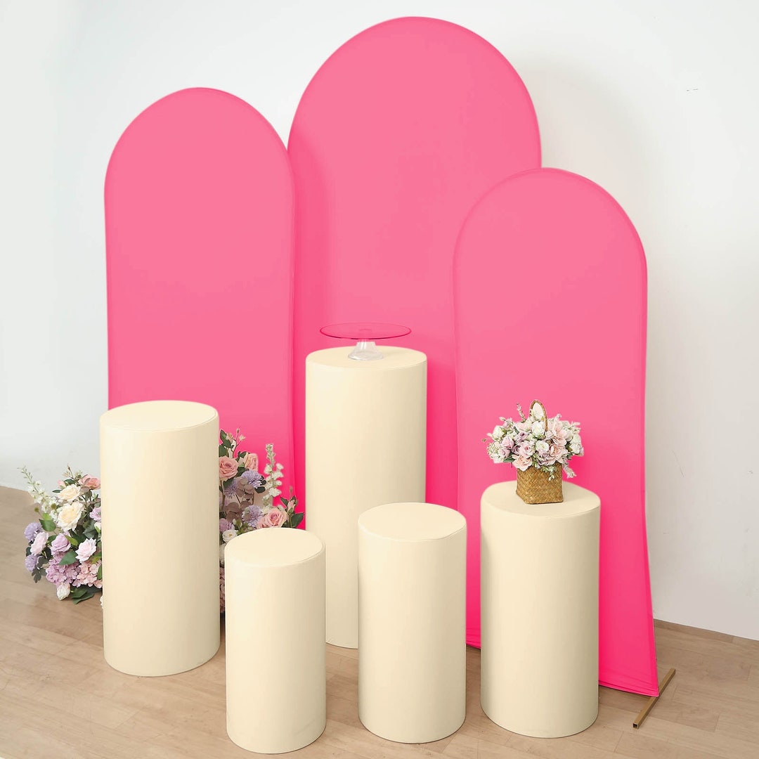Set of 5 | Beige Spandex Cylinder Covers, Plinth Display Box Stand ...