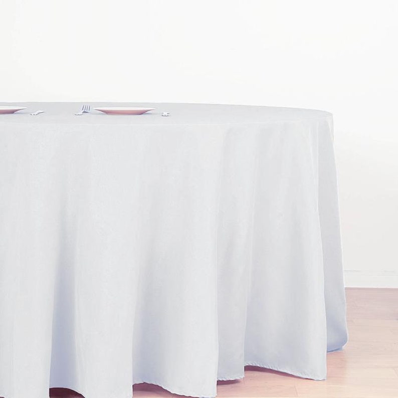 108 White Polyester Round Tablecloth - Etsy