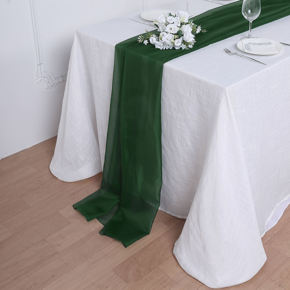 6FT Chiffon Table Runner Hunter Emerald Green Wedding Table | Etsy