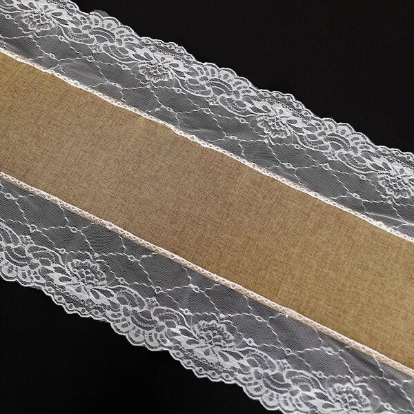 Burlap and Lace Table Runner - Etsy