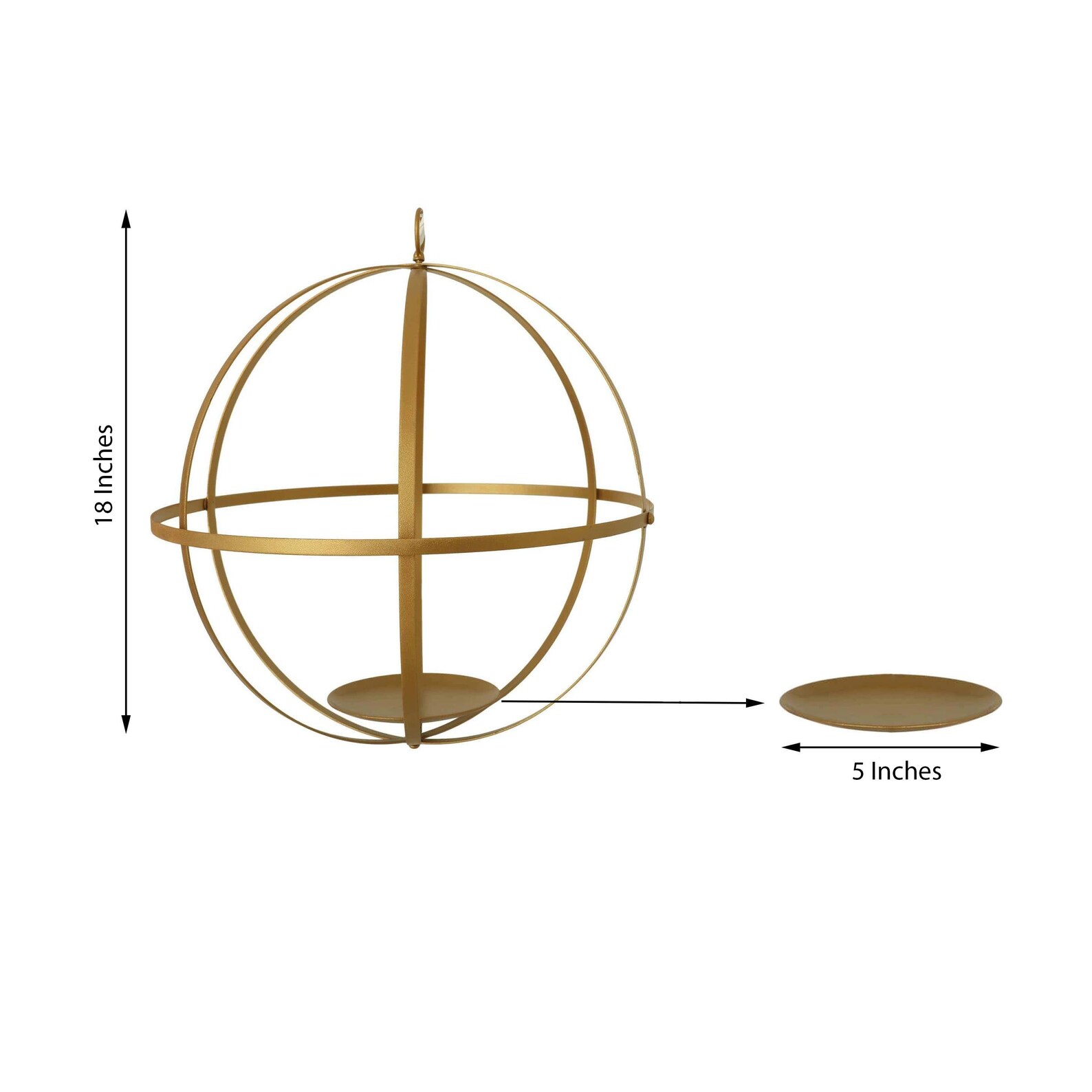 18" Gold Wrought Iron Folding Sphere Round Hoop Centerpiece or Hanging ...