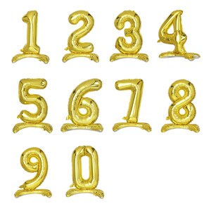27" Shiny Gold Self Standing Letter & Number Balloons, Helium Foil ...