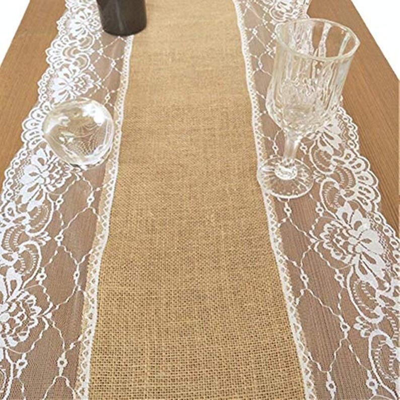 Designer Natural Rustic Burlap Jute Lace Runner - Etsy